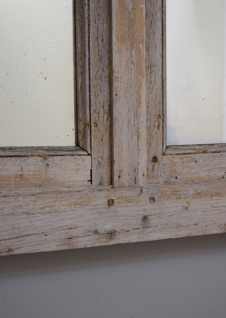 Mid 19th Century English Oak Arched Top Window Mirror | Rough Old Glass