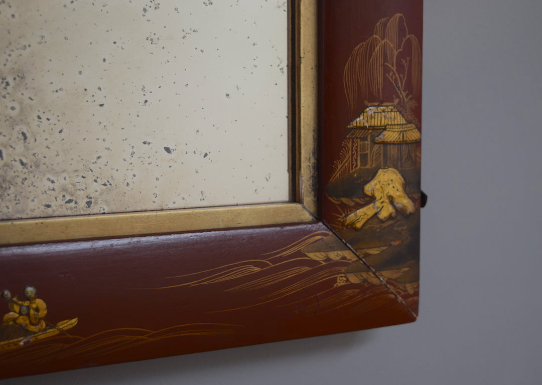 Chinese Red Lacquer Mirror | Rough Old Glass