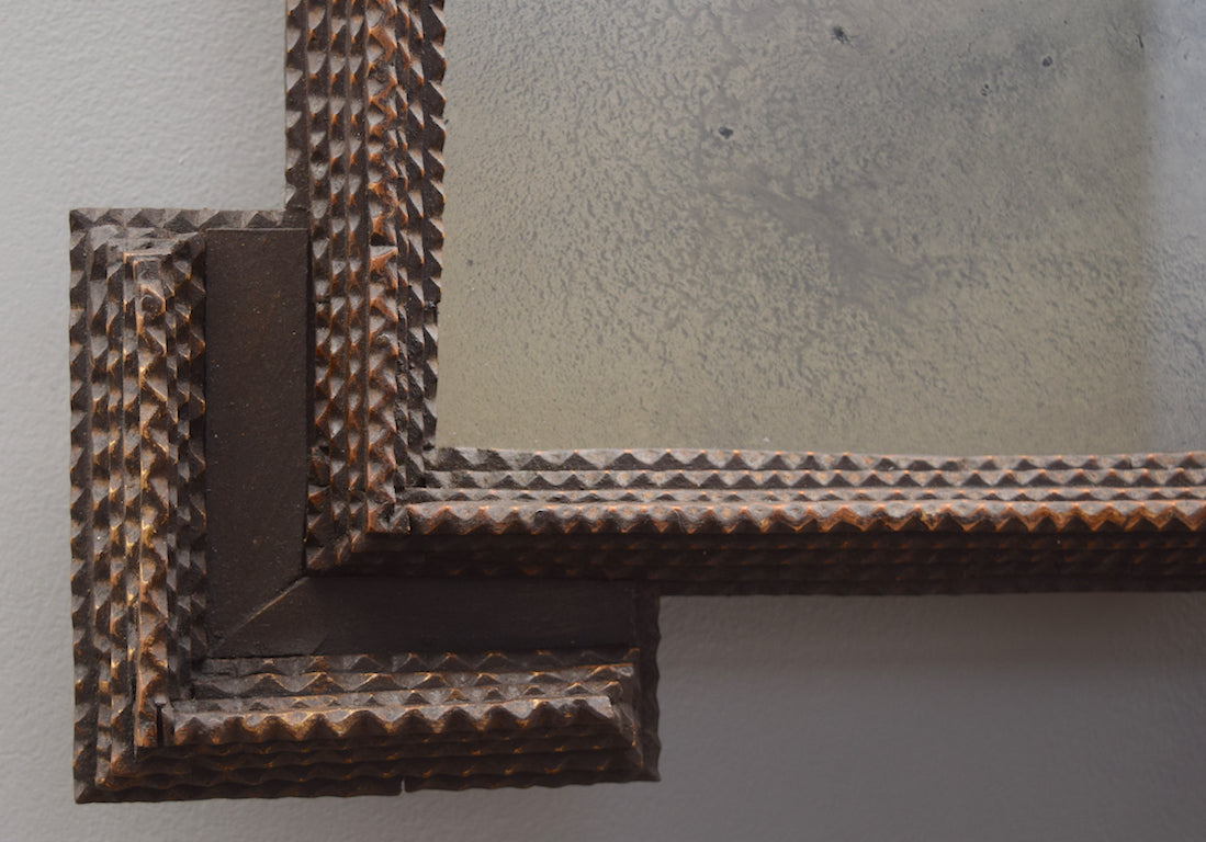 Carved Tramp Art Mirror