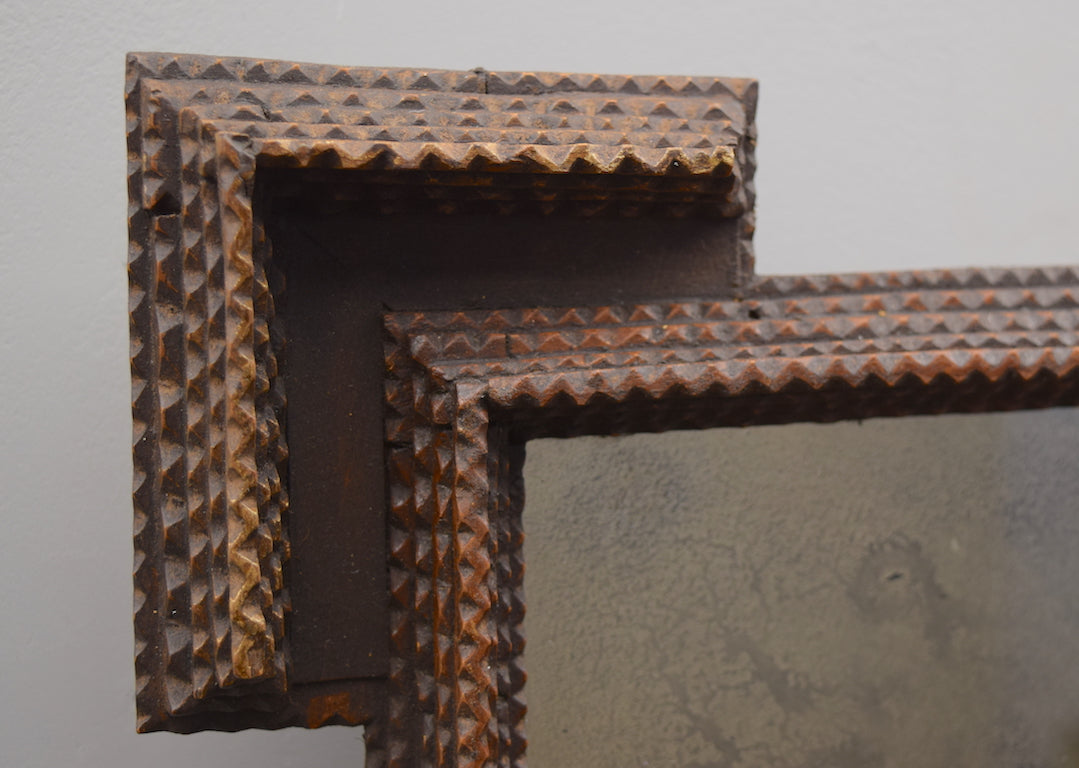 Carved Tramp Art Mirror