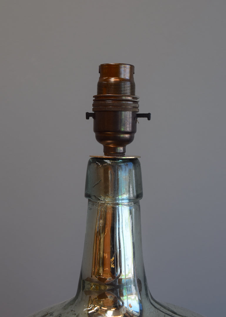 Squat Silvered Demijohn Lamp | Rough Old Glass